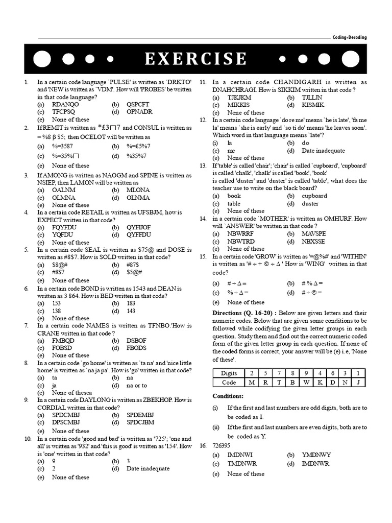Coding Decoding | PDF