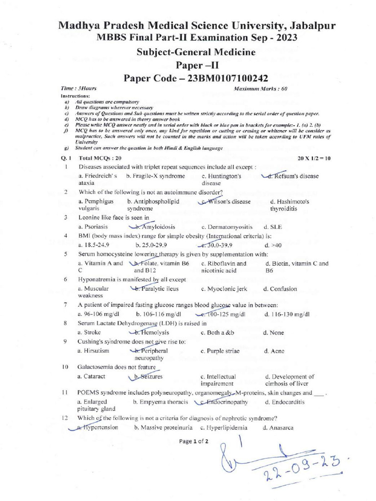 Mbbs Final Part-II September-2023 23bm0107100242-Compressed | PDF