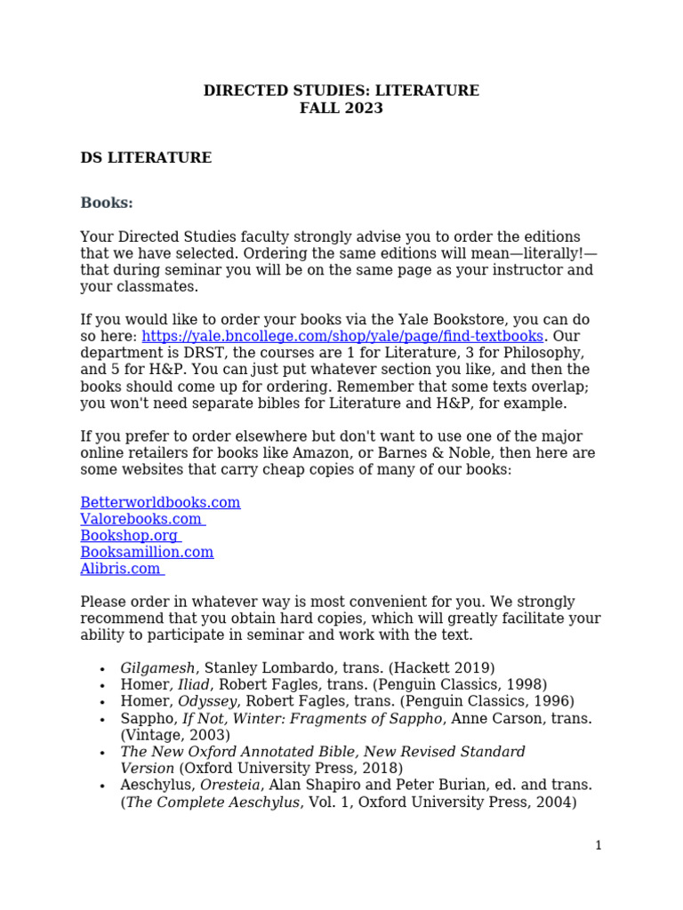Fall 2023 LIT DS Syllabus | PDF