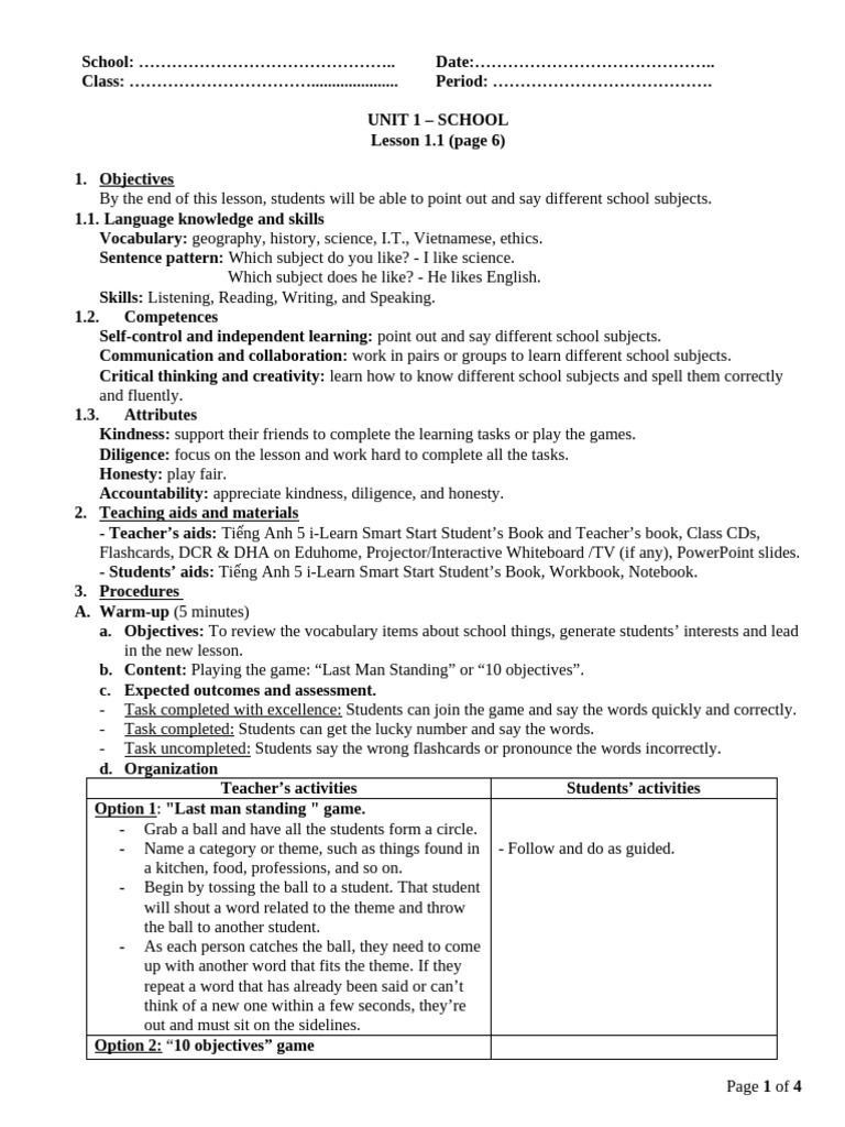 Unit 1 - Lesson 1.1 - Page 6 | PDF
