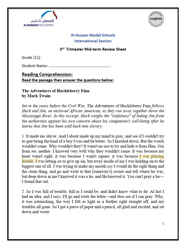 GR 11 3rd Trimester Mid Term Review Sheet | PDF