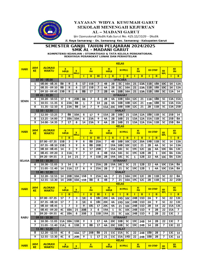 Jadwal Ikm 2024-2025 7 | PDF