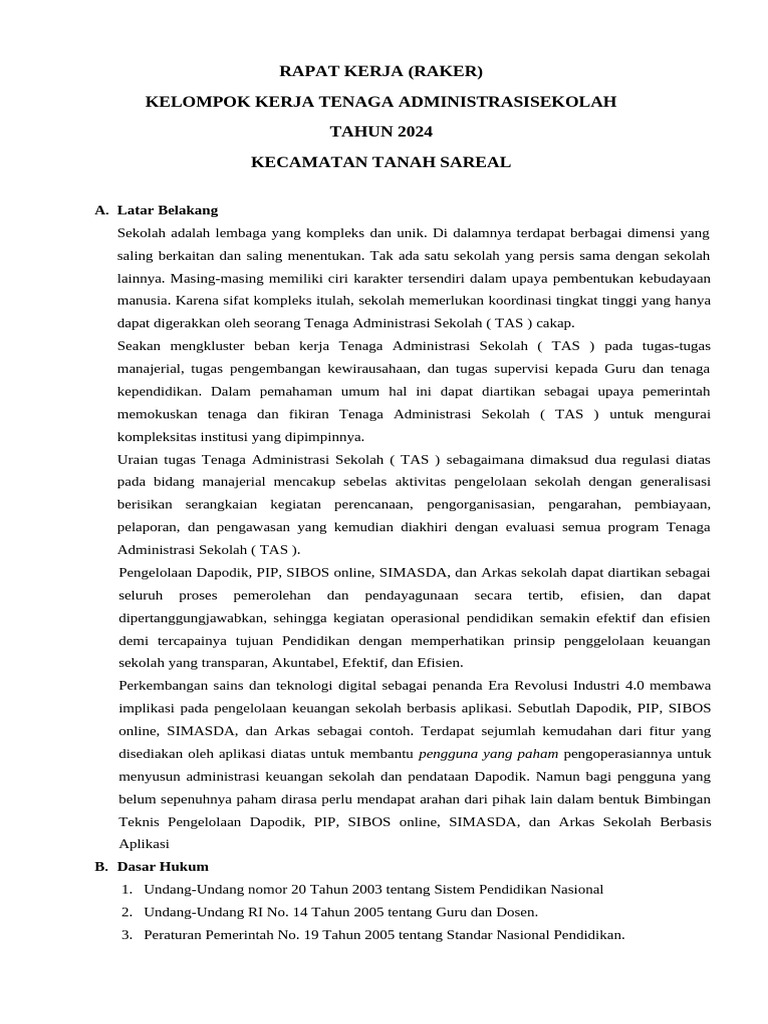 Proposal Raker Kelompok Kerja TAS | PDF
