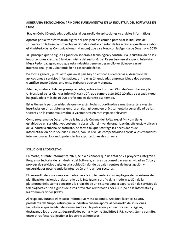 Soberanía Tecnológica Principio Fundamental en La Industria Del ...