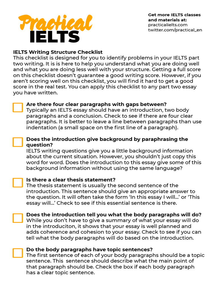 IELTS Checklist | PDF