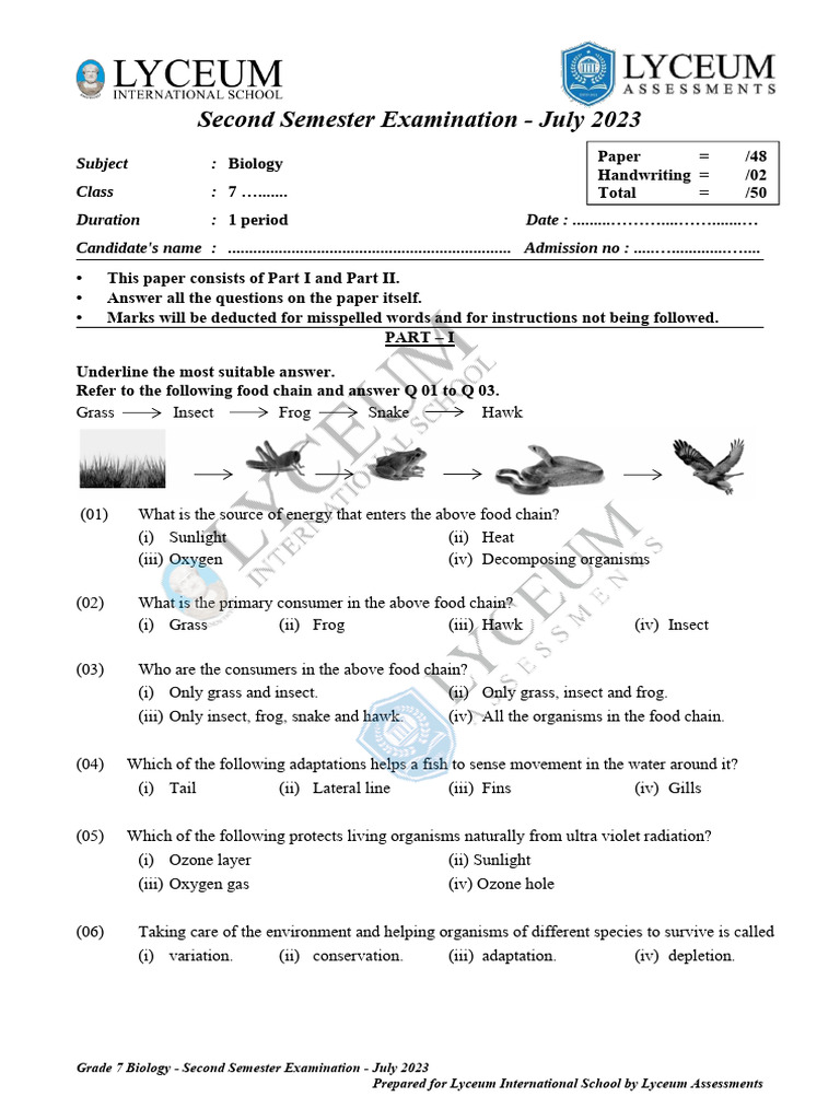 Grade 7 Biology | PDF