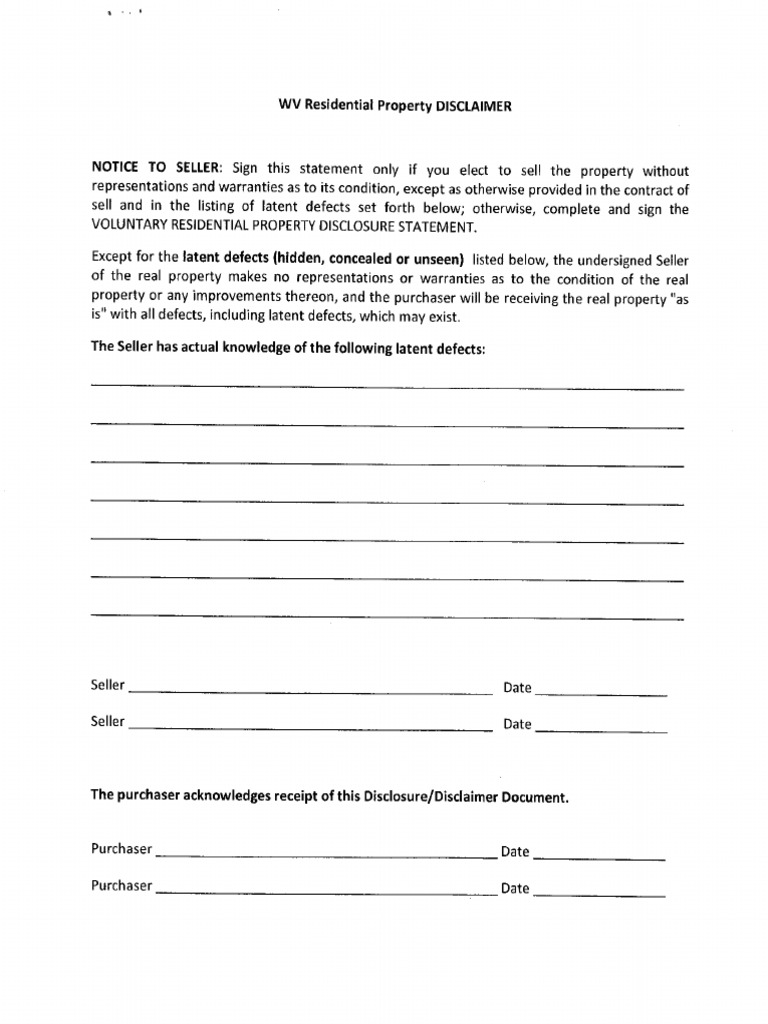 Residential Property Disclaimer | PDF