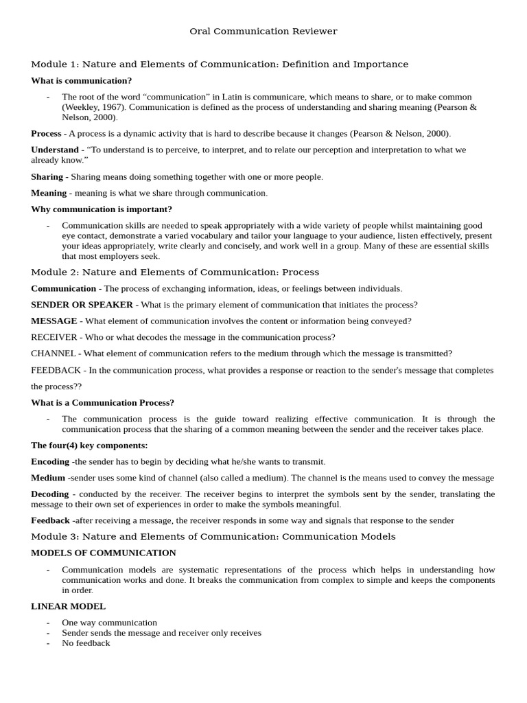 Oral Communication Reviewer | PDF