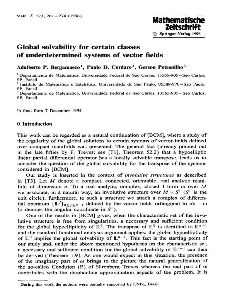 Global Solvability For Certain Classes | PDF