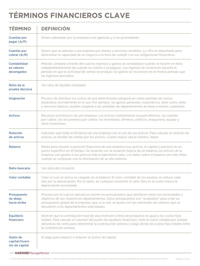 Terminos Financieros Clave | PDF