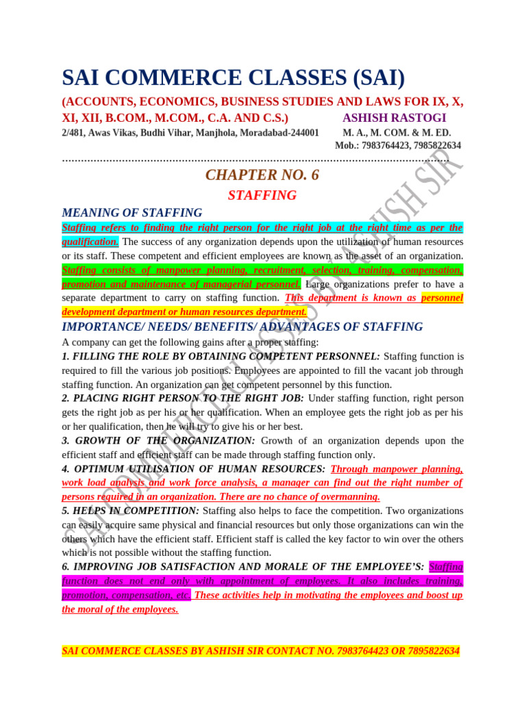 Chapter 6 Staffing | PDF