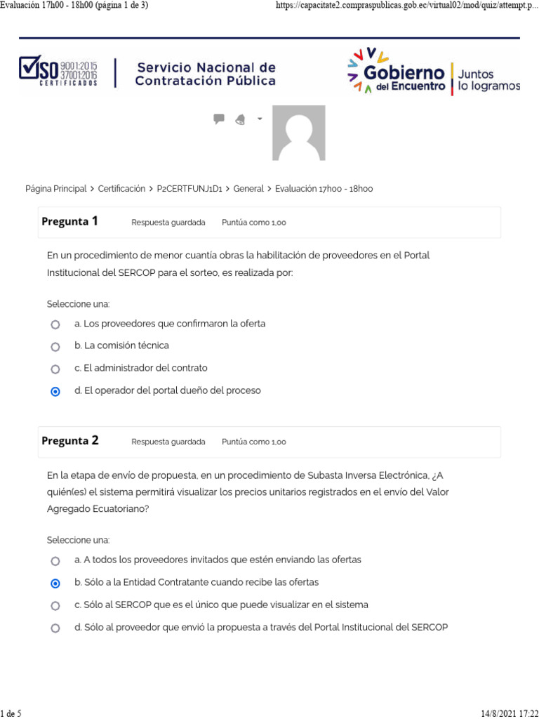 Pruebas Sercop 1 .1 | PDF