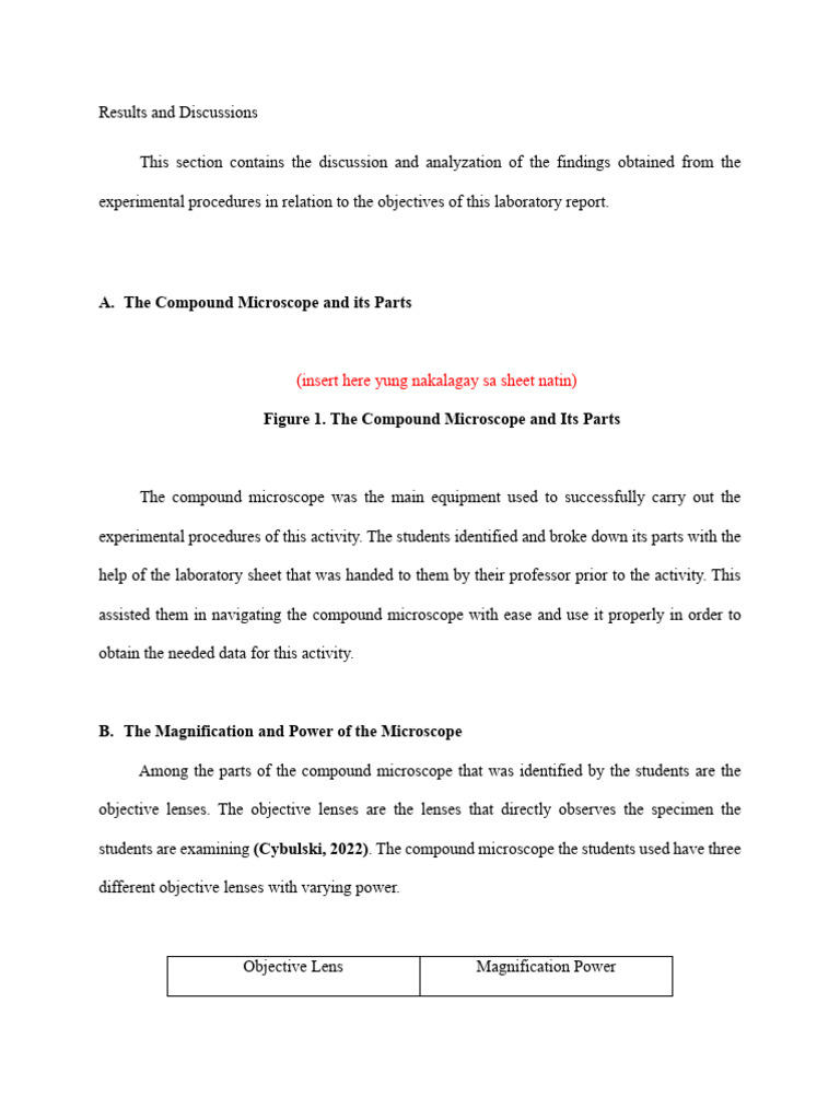 Exp1 Results and Discussions | PDF | Microscope | Field Of View