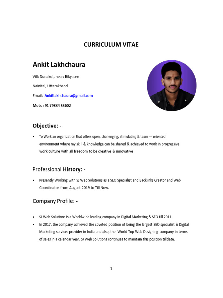 Ankit Lakhchaura CV | PDF
