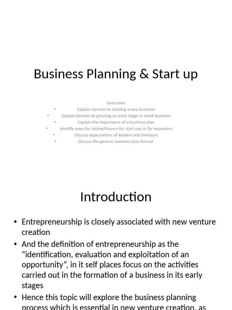 Business Planning & Start Up | PDF