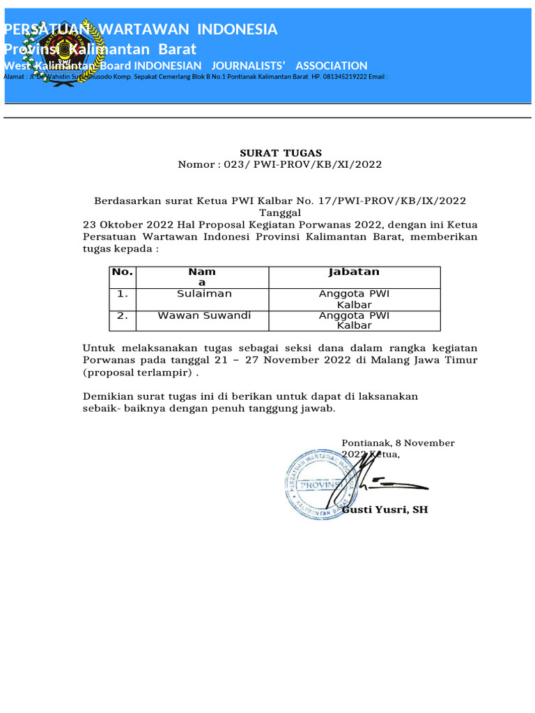 SIWO PWI 2022 - Sintang Edit | PDF