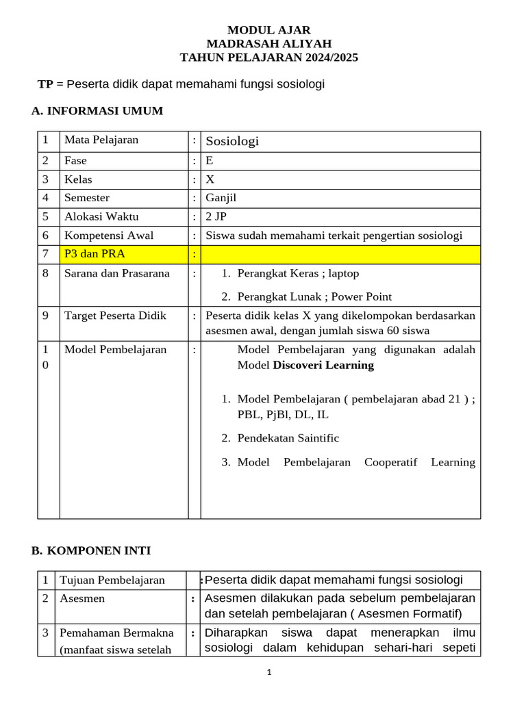 1. KOMPONEN MODUL AJAR OK isi | PDF