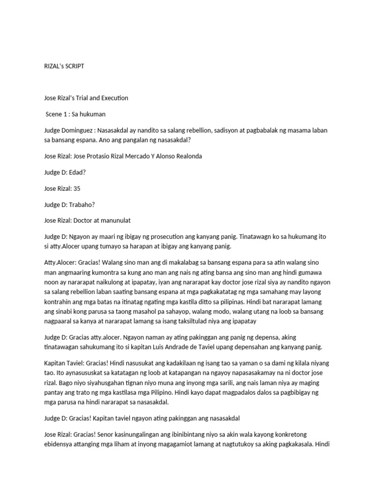 RIZALs SCRIPT WPS Office | PDF