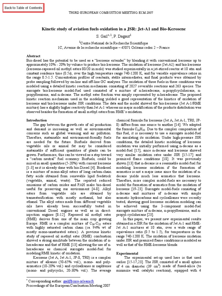 Kinetic Study of Aviation Fuels Oxidation in A JSR: Jet-A1 and Bio ...