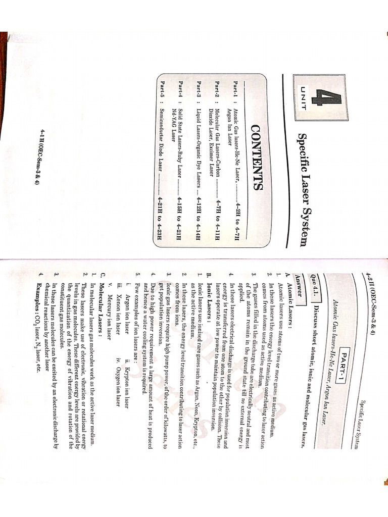 Laser System and Application Unit 4 and 5 Quantum | PDF