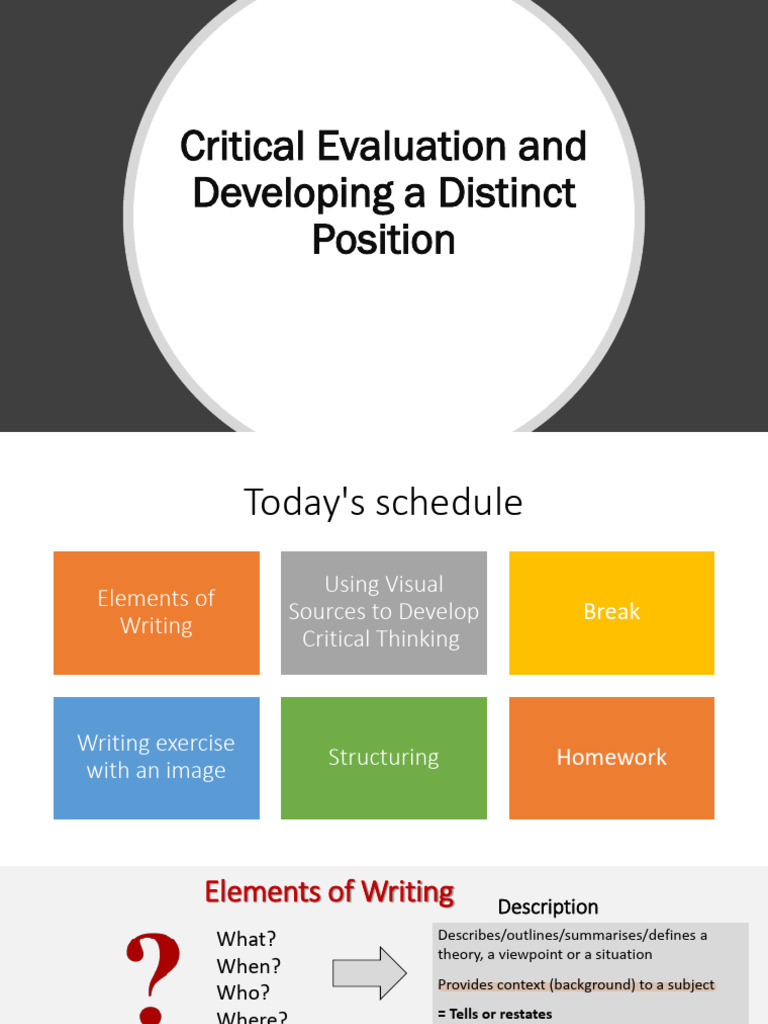 Critical Evaluation and Developing A Distinct Position II | PDF