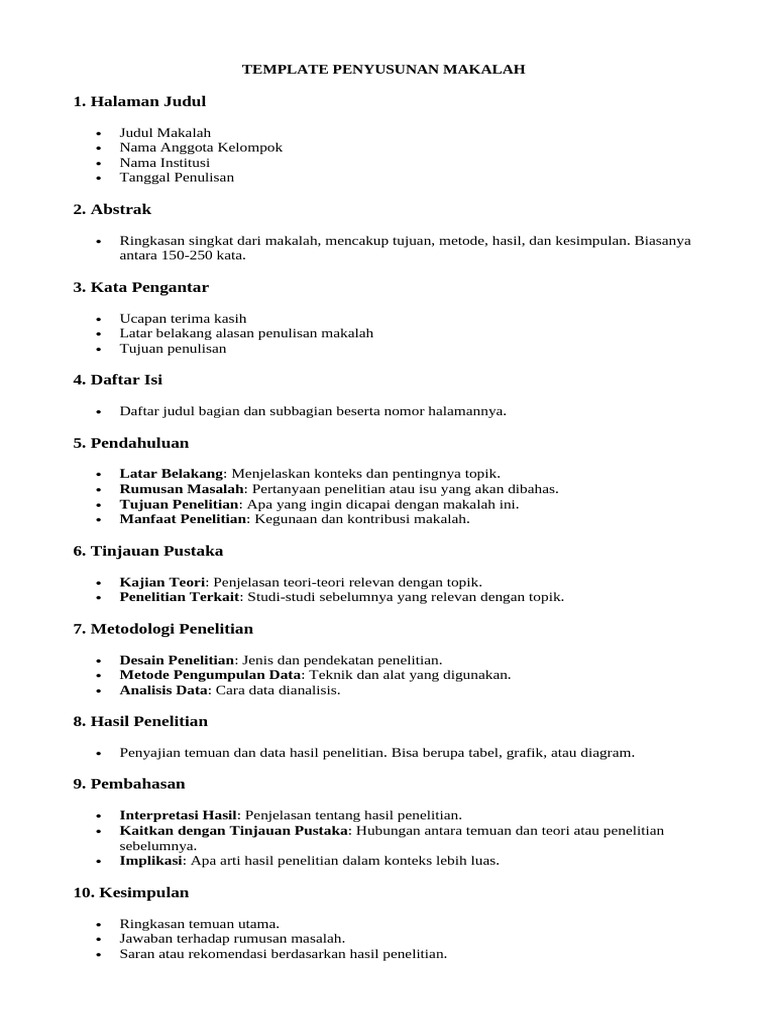 TEMPLATE PENYUSUNAN MAKALAH | PDF