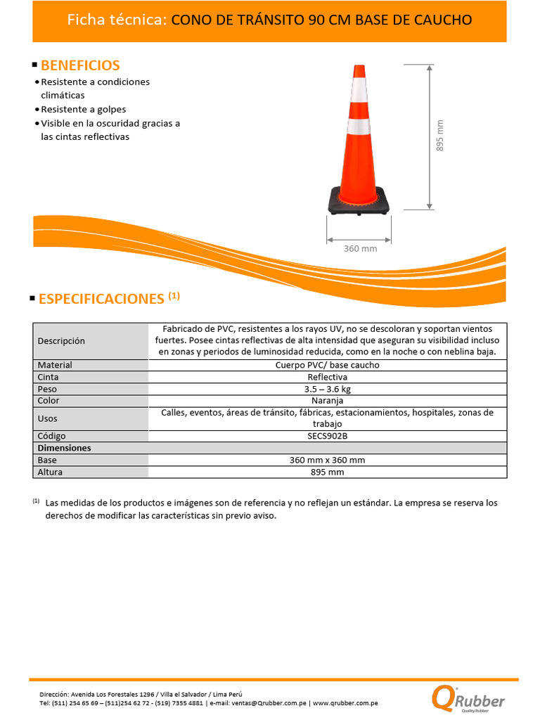 Cono de Transito 90 CM Base de Caucho | PDF