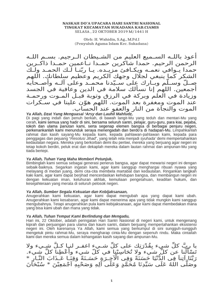 Naskah Doa Hari Santri | PDF