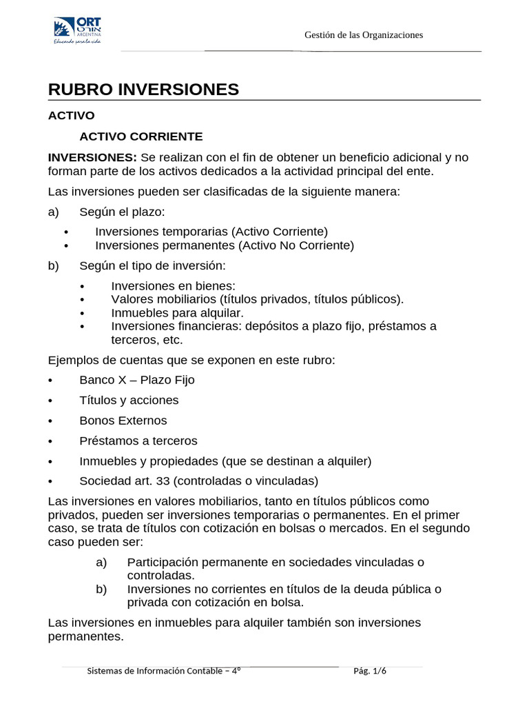 Inversiones - Conceptos y Ejercicios | PDF