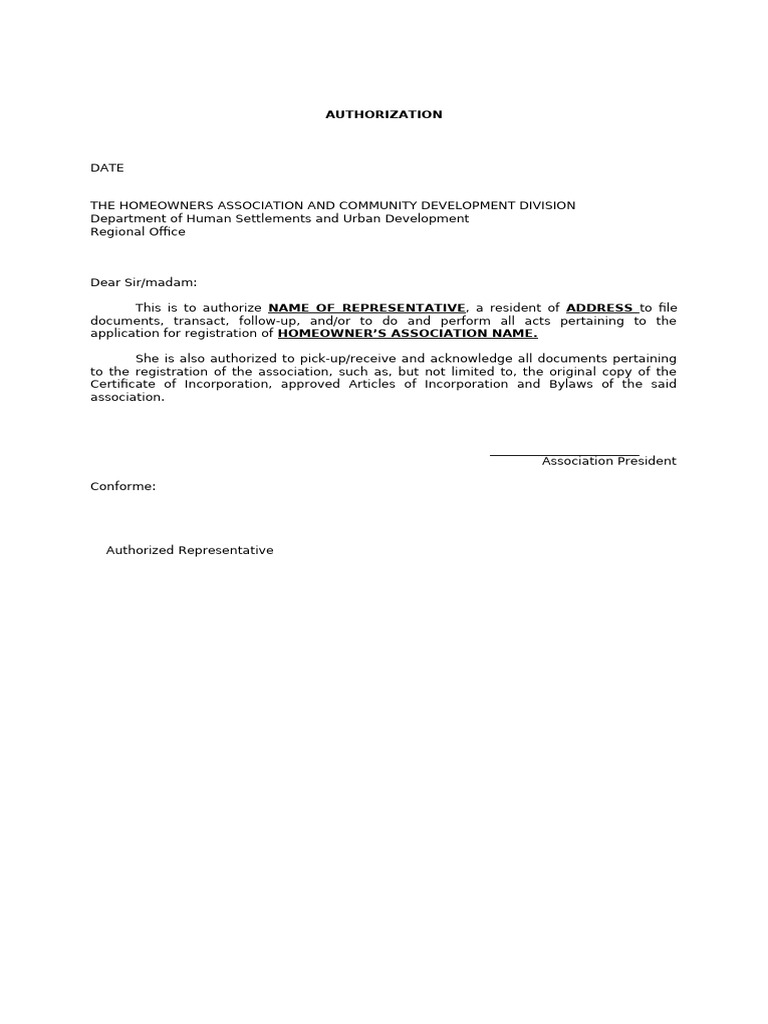 Authorization Letter | PDF