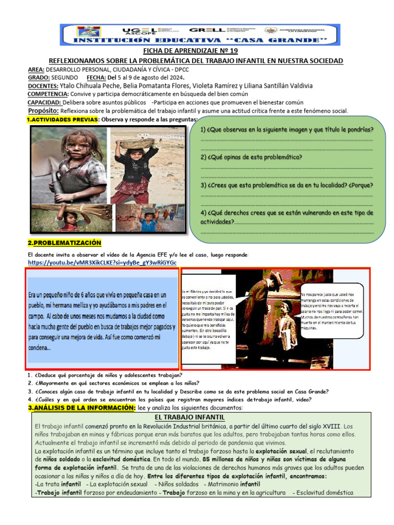 Ficha de Aprendizaje Sesion Nº19, Dpcc-2º,2024 | PDF