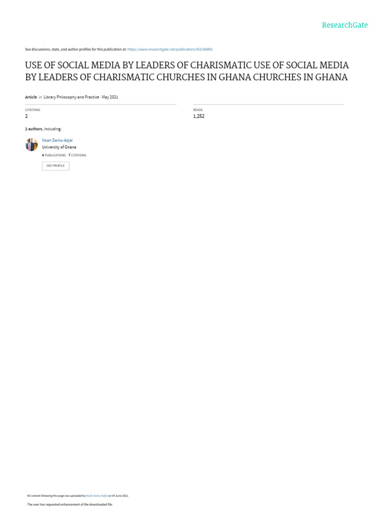 Use of Social Media by Leaders of Charismatic | PDF
