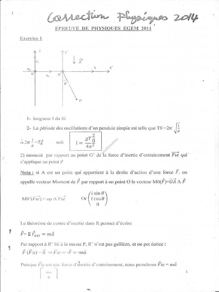 Corrige Phy Egem 2014 | PDF
