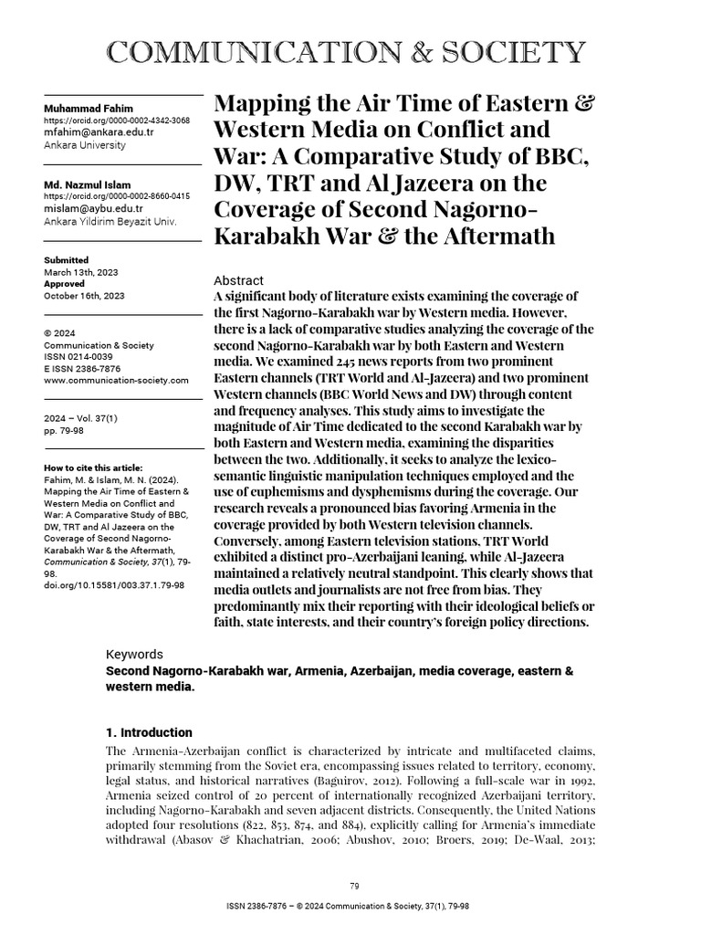 Mapping The Air Time of Eastern & Western Media On Conflict and War: A ...
