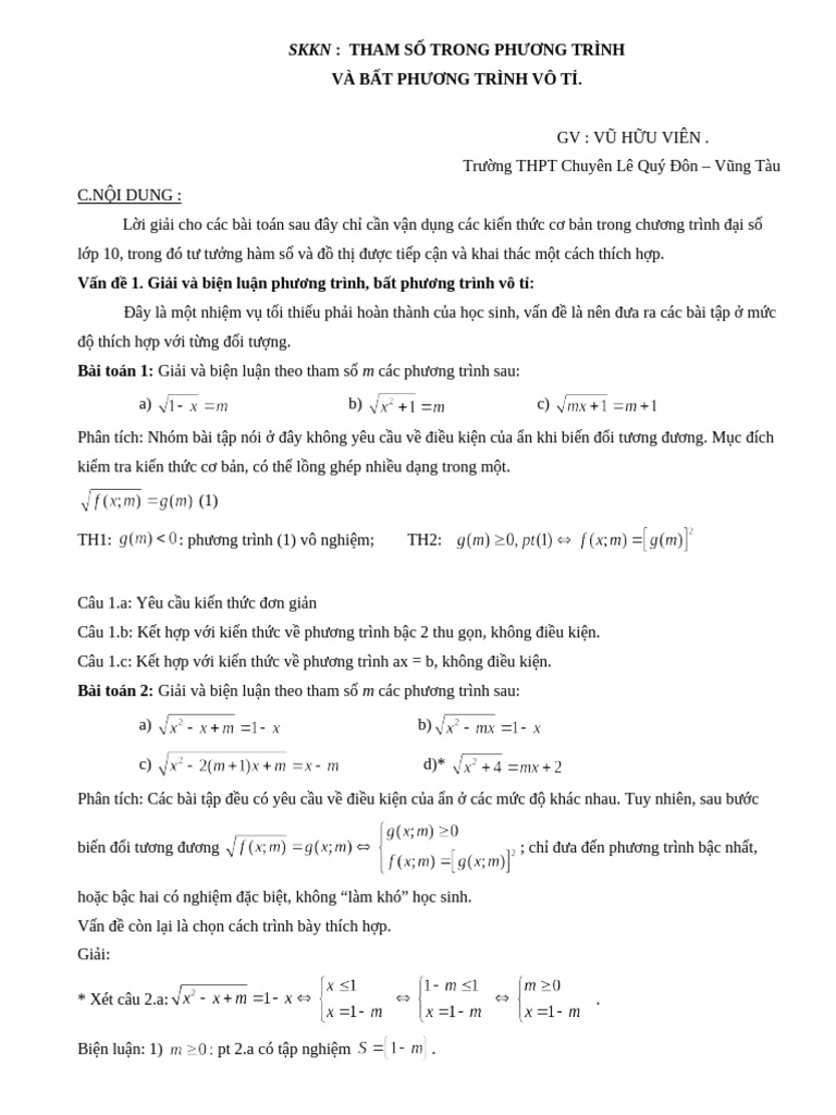 Tham So Trong PT Va BPT Vo Ti | PDF