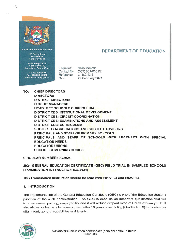 Gec Exam Instructione23of2024 | PDF