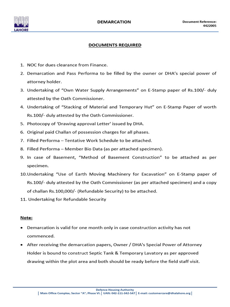 Demarcation DHA | PDF
