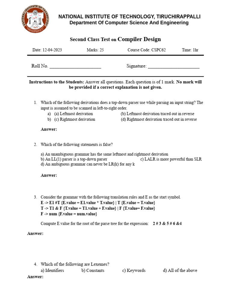 Compiler CT2 2023 | PDF