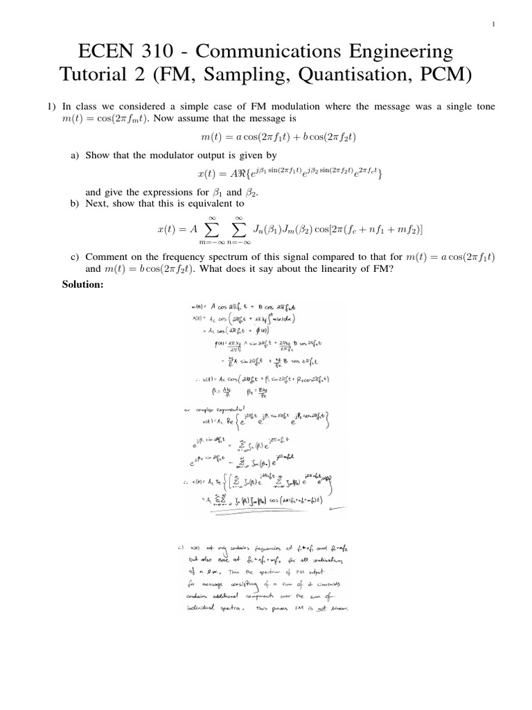 Ecen310 Tutorial02 Solutions | PDF