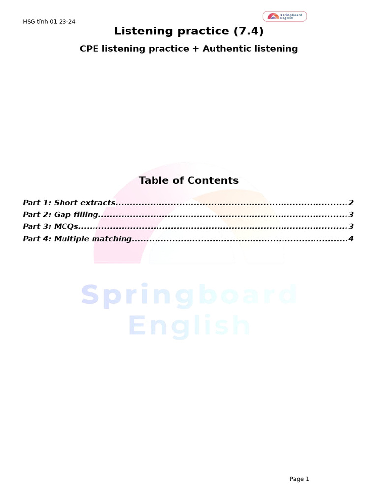 Listening Practice 7.4 | PDF