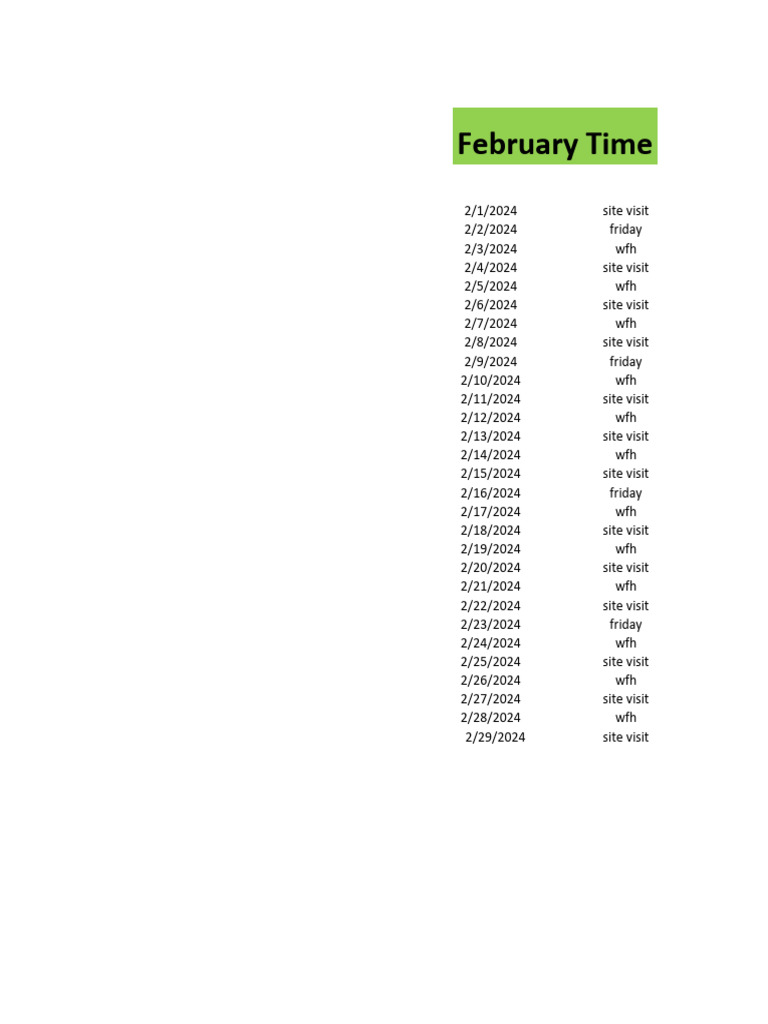 Time Sheet February 2024 | PDF
