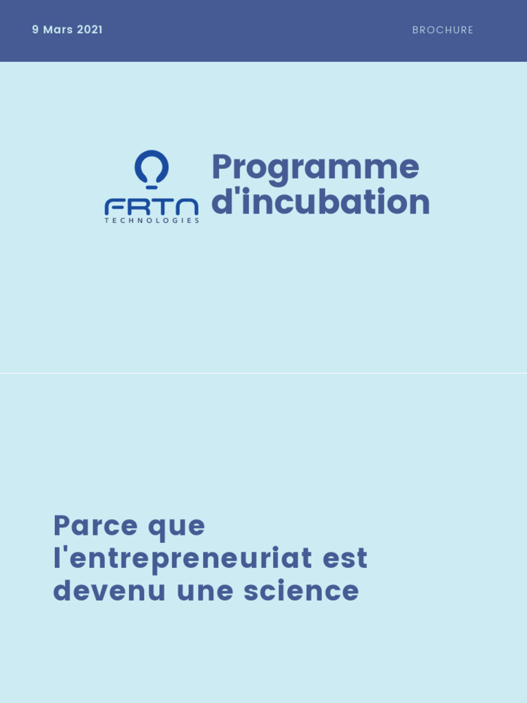 (FRTN Technologies) Brochure Programme D'incubation | PDF