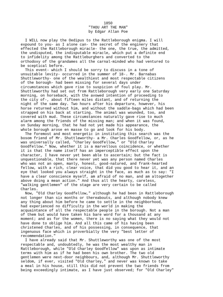 Poe, Edgar Allen - Thou Art The Man - Libgen - Li | PDF