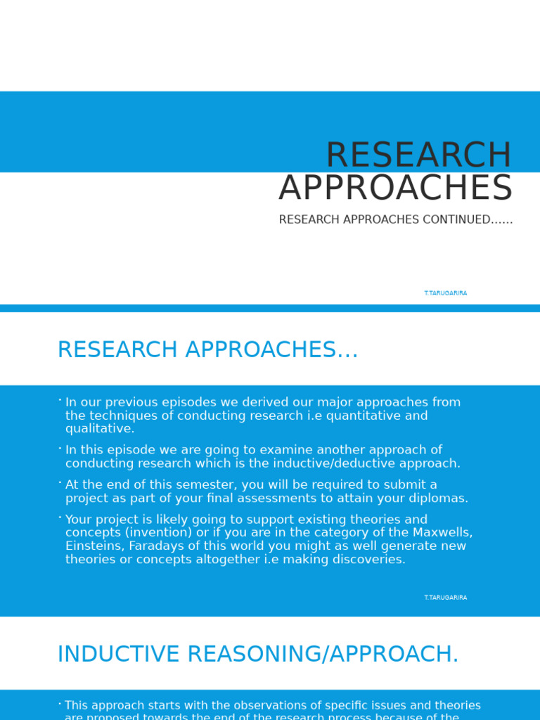Inductive - Deductive Research Research Approaches - Tutorial 4 | PDF ...