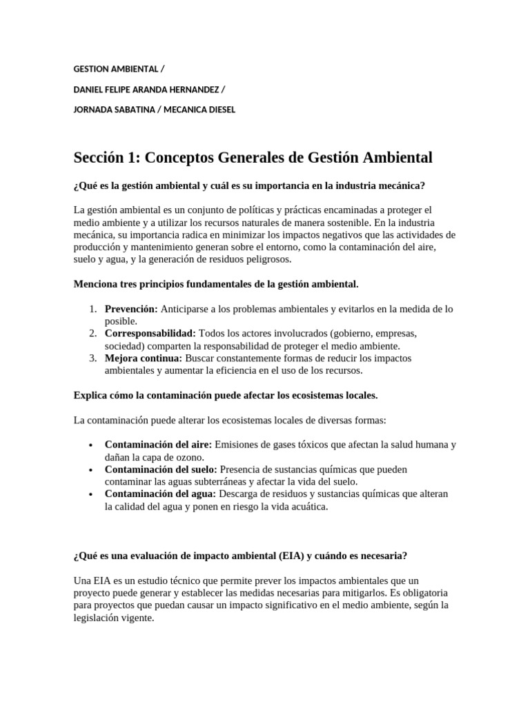GESTION AMBIENTAL de Daniel Aranda | PDF