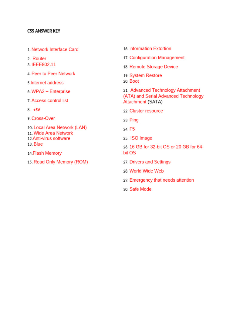 CSS Answer Key | PDF