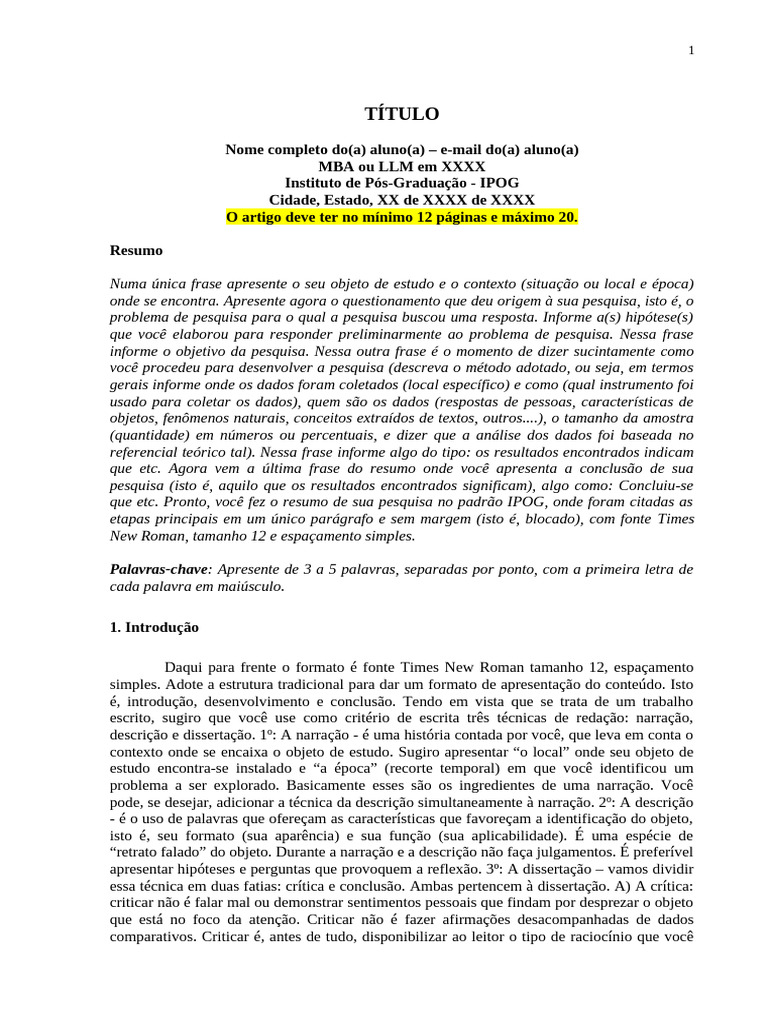 Modelo TCC IPOG | PDF