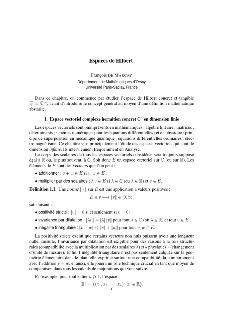 Espaces de Hilbert | PDF