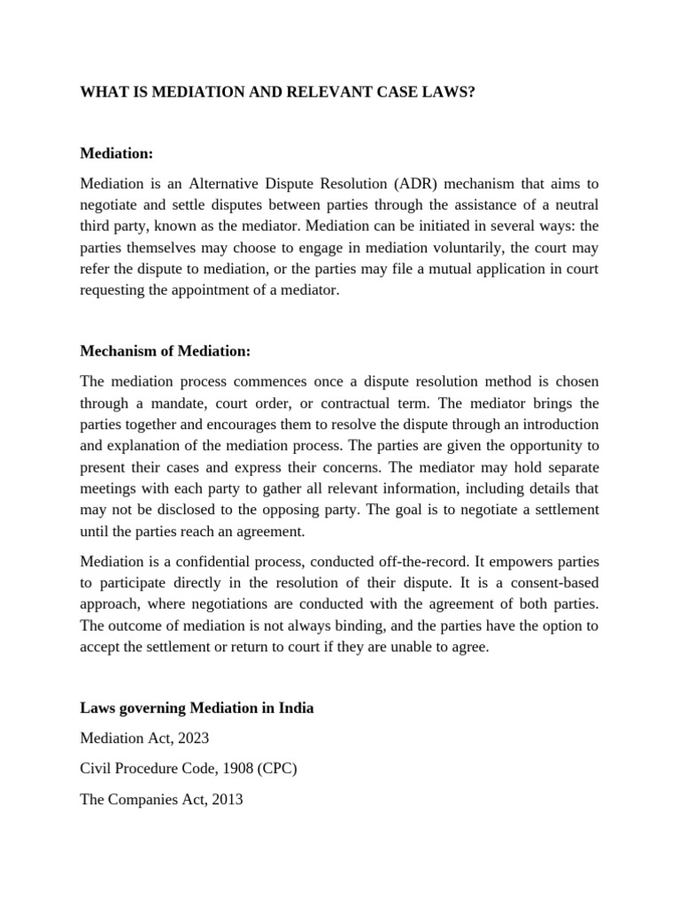 Mediation Note-1 | PDF