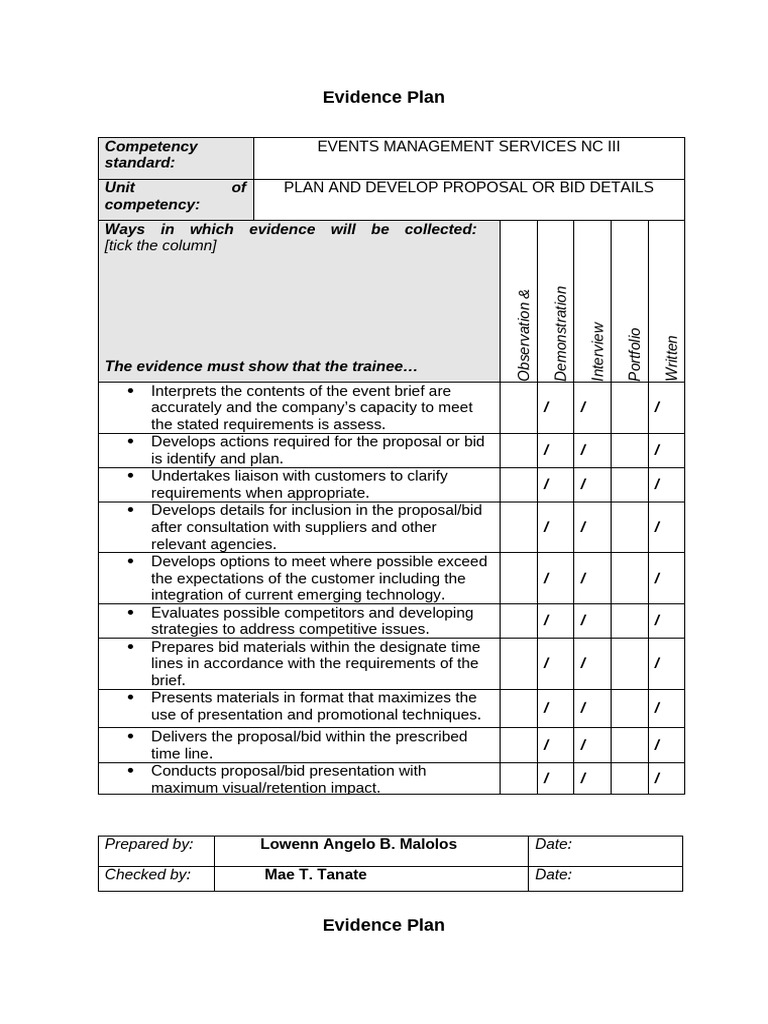 PTS 9 Evidence Plan | PDF | Business